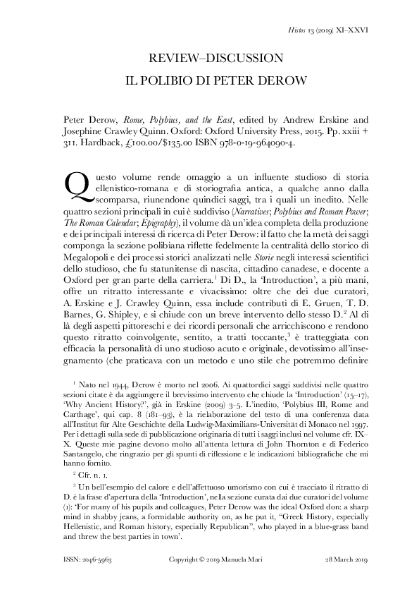 (PDF) IL POLIBIO DI PETER DEROW