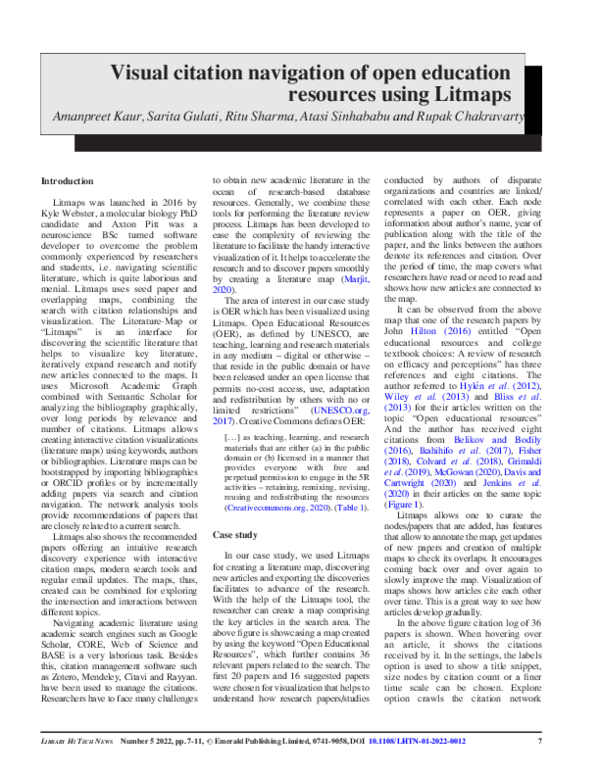 (PDF) Visual citation navigation of open education resources using Litmaps