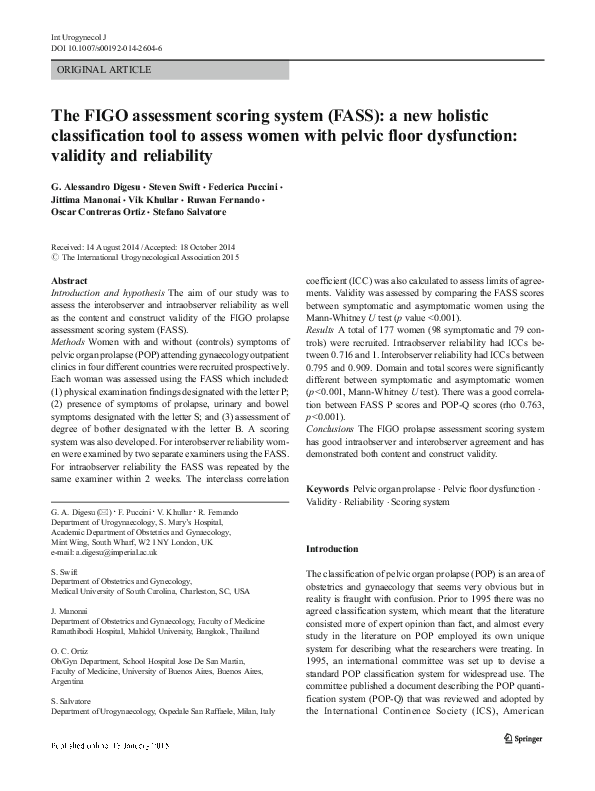 (PDF) The FIGO assessment scoring system (FASS): a new holistic ...