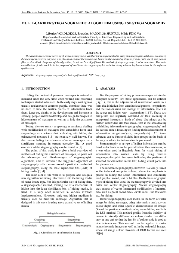 (PDF) Multi-Carrier Steganographic Algorithm Using LSB Steganography