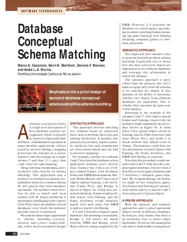 (PDF) Database Conceptual Schema Matching | Daniela Jacques - Academia.edu