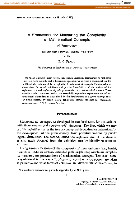 (PDF) A framework for measuring the complexity of mathematical concepts