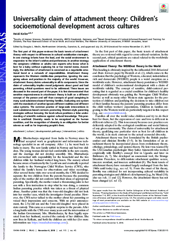 (PDF) Universality claim of attachment theory: Children’s ...