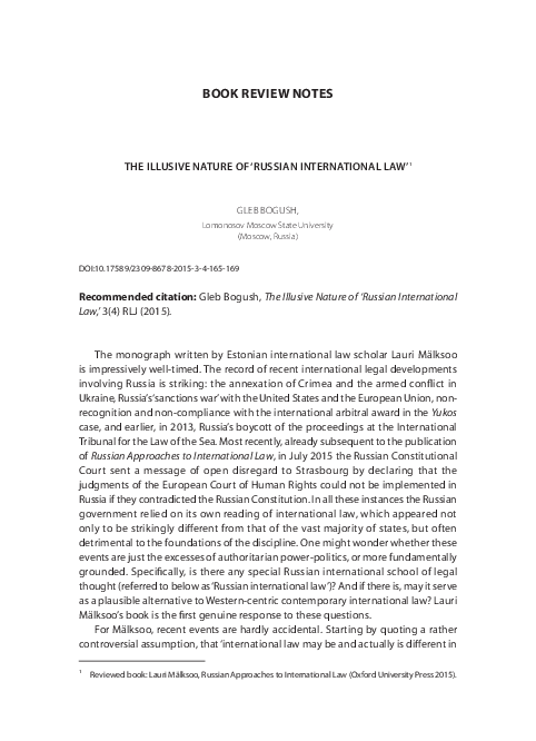 (PDF) The Illusive Nature of ‘Russian International Law