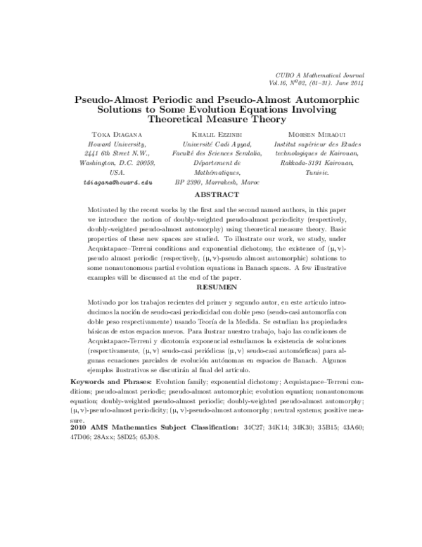 (PDF) Pseudo-Almost Periodic and Pseudo-Almost Automorphic Solutions to Some Evolution Equations ...