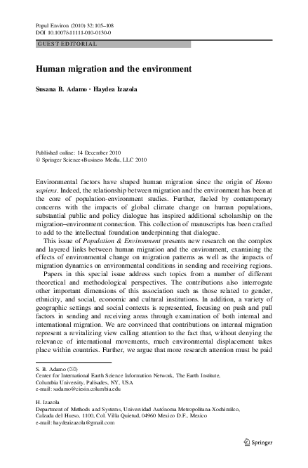 (PDF) Human migration and the environment