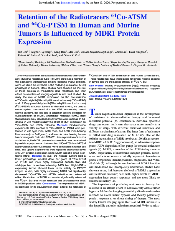 (PDF) Retention of the Radiotracers 64Cu-ATSM and 64Cu-PTSM in Human ...