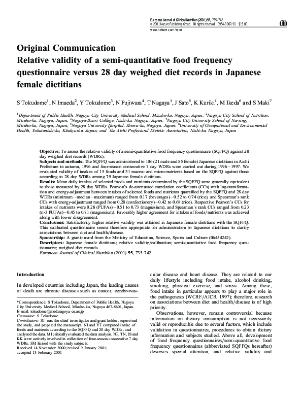 (PDF) Relative validity of a semi-quantitative food frequency ...