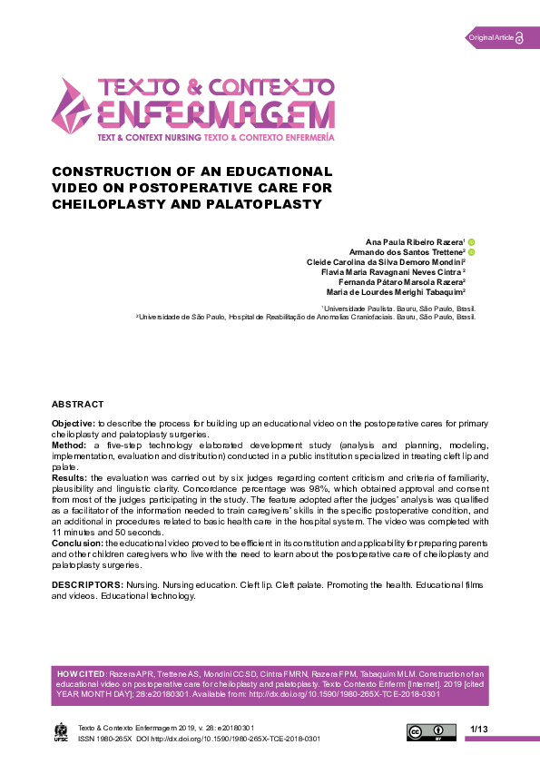 (PDF) Construction of an Educational Video on Postoperative Care for ...
