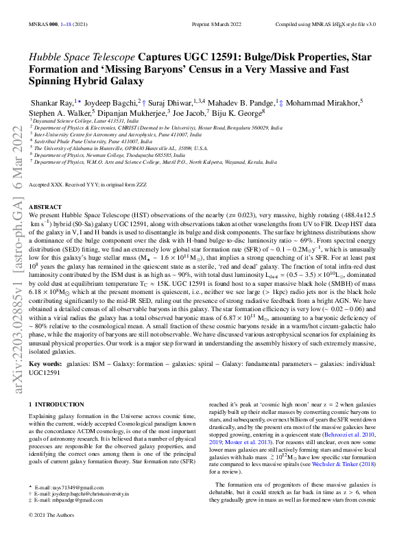 (PDF) Hubble Space Telescope Captures UGC 12591: Bulge/Disk Properties ...