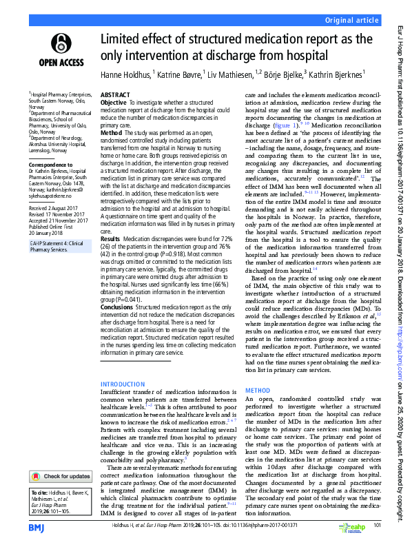(PDF) Limited effect of structured medication report as the only ...