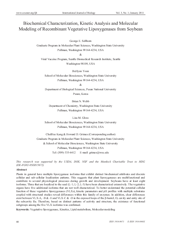 (PDF) Biochemical Characterization, Kinetic Analysis and Molecular ...