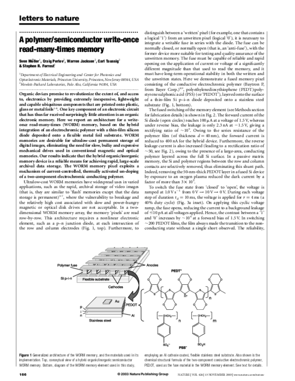 (PDF) A polymer/semiconductor write-once read-many-times memory