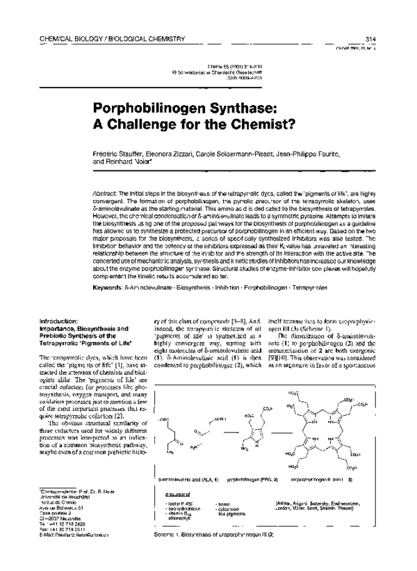 (PDF) Porphobilinogen Synthase: A Challenge for the Chemist? | Reinhard Neier - Academia.edu