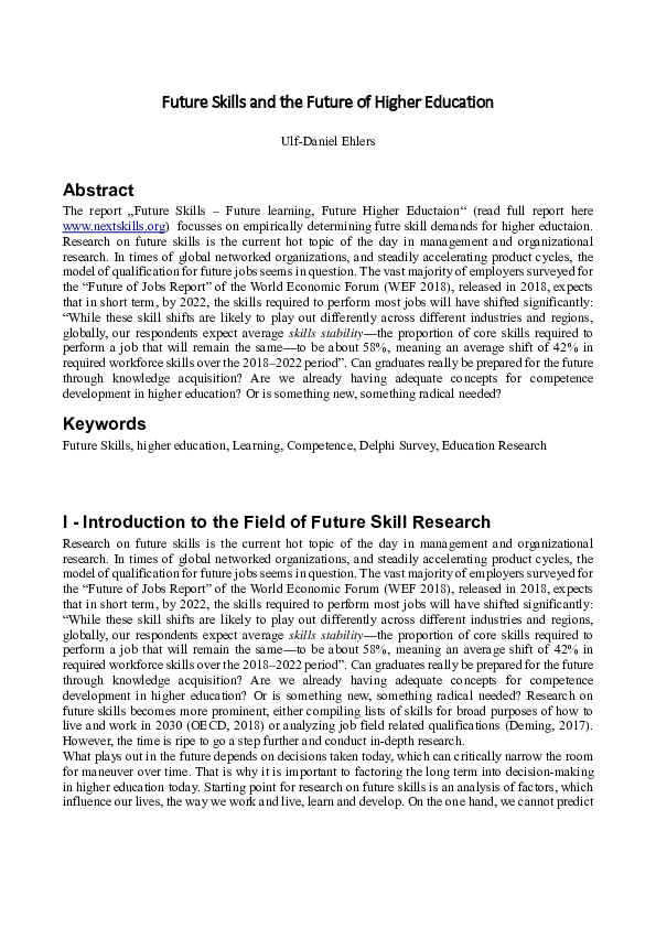 (PDF) Future Skills and the Future of Higher Education