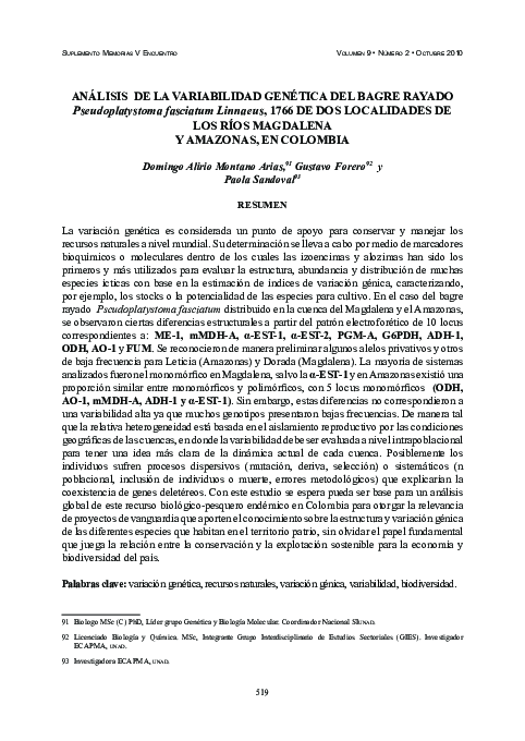 (PDF) Análisis de la variabilidad genética del bagre rayado ...