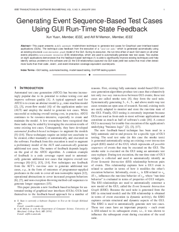 Pdf Generating Event Sequence Based Test Cases Using Gui Runtime 7919