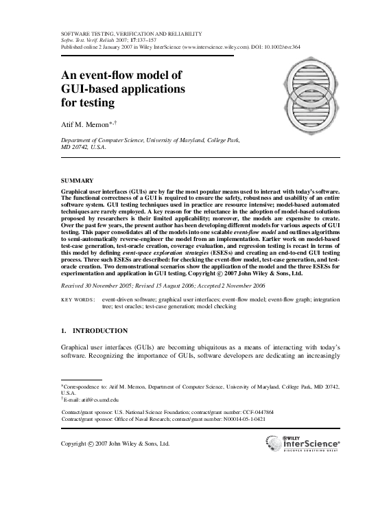Pdf An Event Flow Model Of Gui Based Applications For Testing