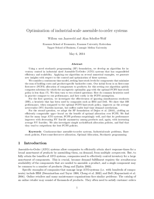(PDF) Optimization of Industrial-Scale Assemble-to-Order Systems