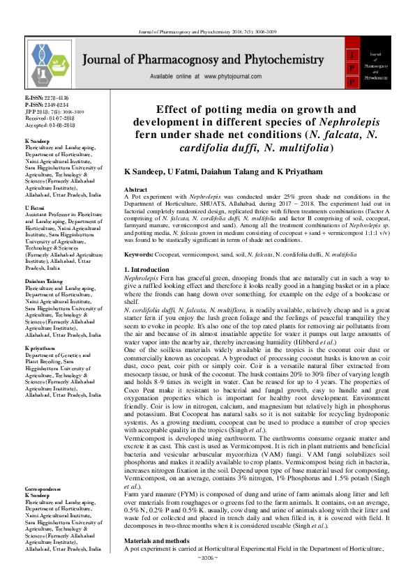 (PDF) Effect of potting media on growth and development in different ...