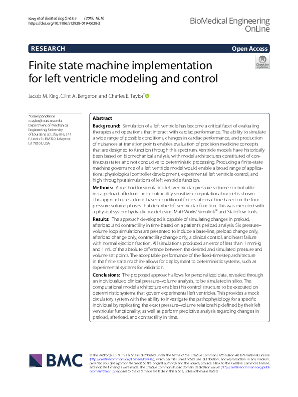 Pdf Finite State Machine Implementation For Left Ventricle Modeling