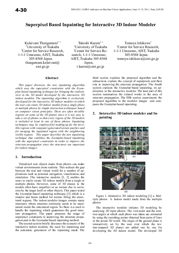 (PDF) Superpixel Based Inpainting for Interactive 3D Indoor Modeler