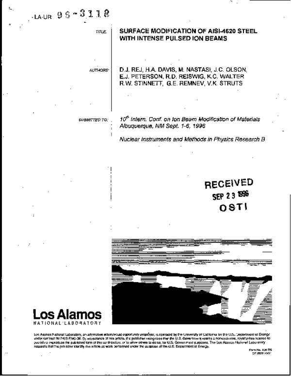 (PDF) Surface modification of AISI-4620 steel with intense pulsed ion beams