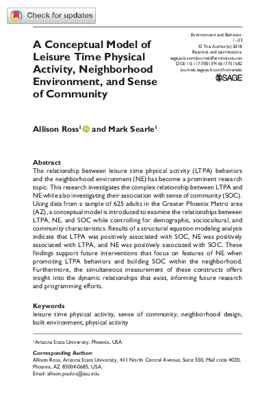 (PDF) A Conceptual Model of Leisure Time Physical Activity ...