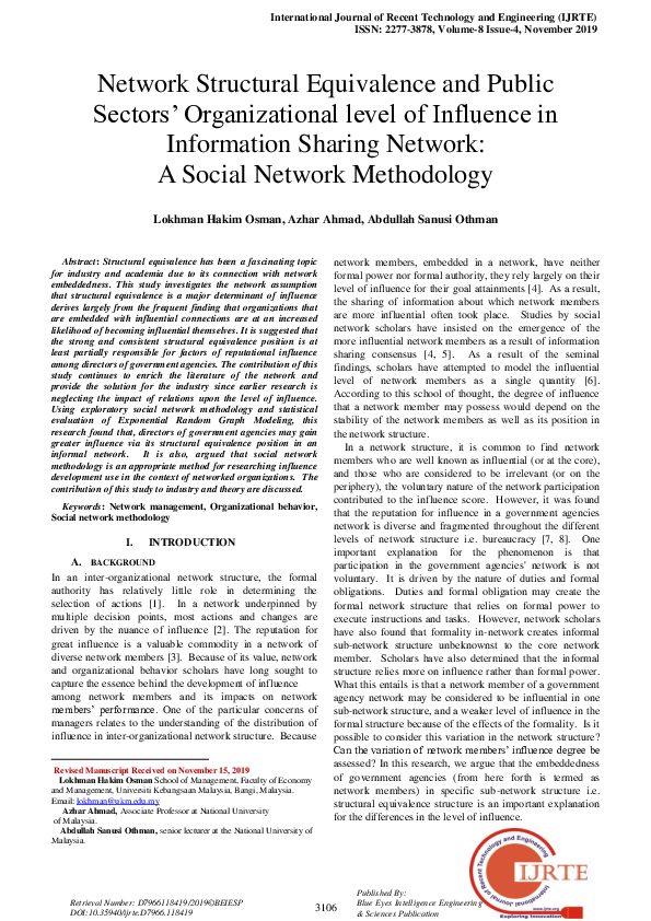 (PDF) Network Structural Equivalence and Public Sectors’ Organizational ...