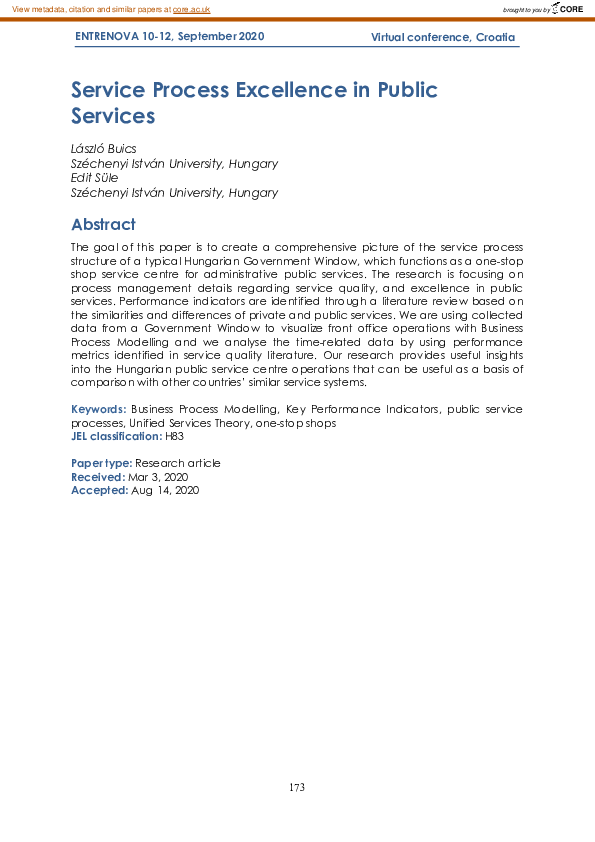 (PDF) Service Process Excellence in Public Services