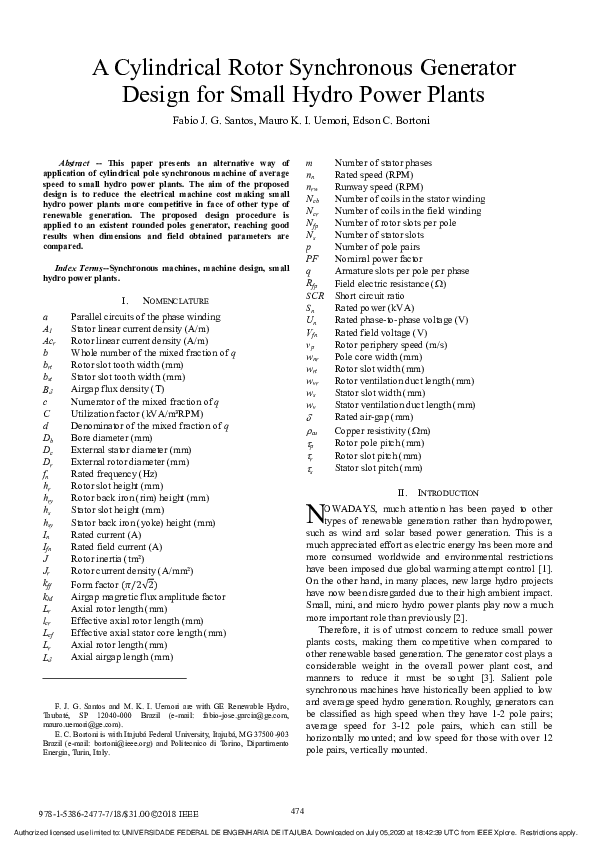 (PDF) A Cylindrical Rotor Synchronous Generator Design for Small Hydro ...