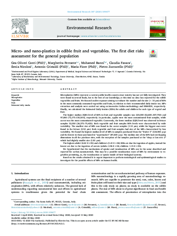(PDF) Micro- and nano-plastics in edible fruit and vegetables. The ...