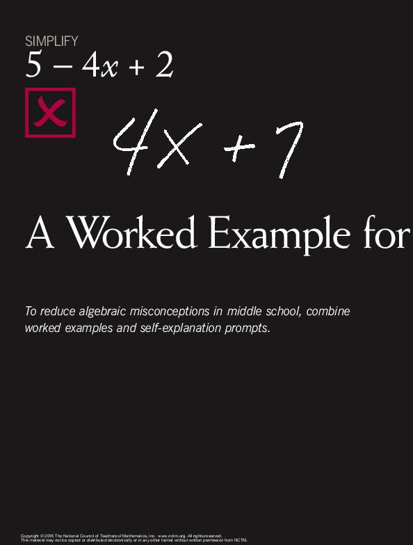 (PDF) A Worked Example for Creating Worked Examples