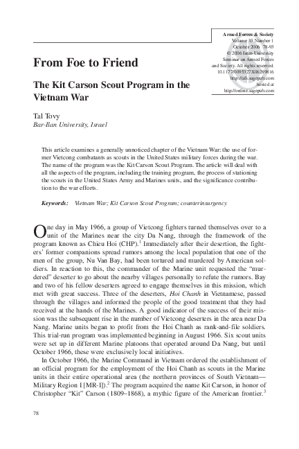 (PDF) From Foe to Friend: The Kit Carson Scout Program in the Vietnam War