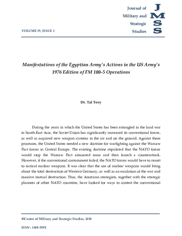 (PDF) Manifestations of the Egyptian Army’s Actions in the US Army’s ...