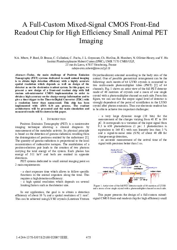 (PDF) A Full-Custom Mixed-Signal CMOS Front-End Readout Chip for High ...