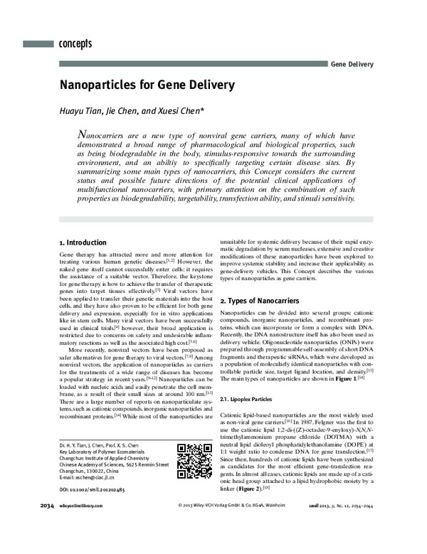 (PDF) Nanoparticles for Gene Delivery