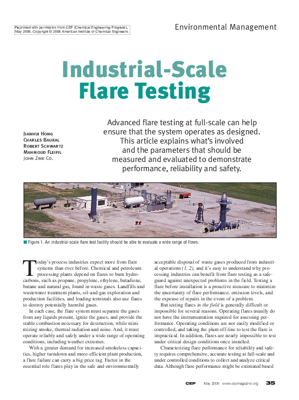 (PDF) Industrial-Scale Flare Testing