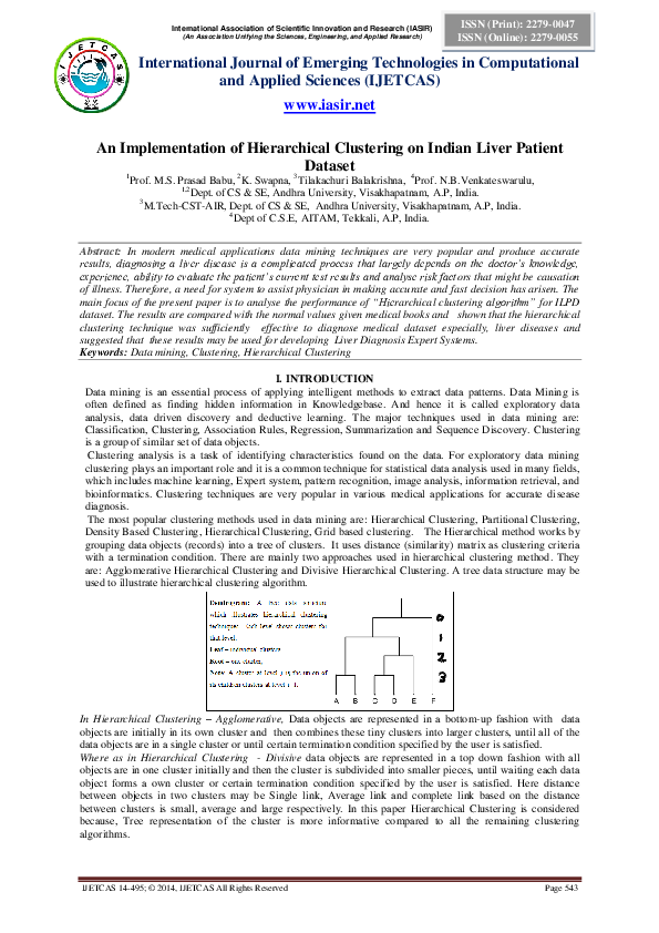 (PDF) An Implementation of Hierarchical Clustering on Indian Liver Patient Dataset