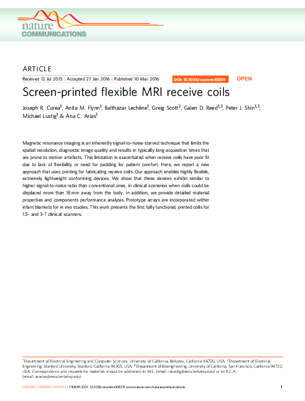 (PDF) Screen-printed flexible MRI receive coils