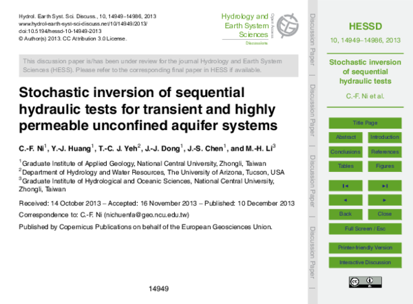 (PDF) Stochastic inversion of sequential hydraulic tests for transient ...