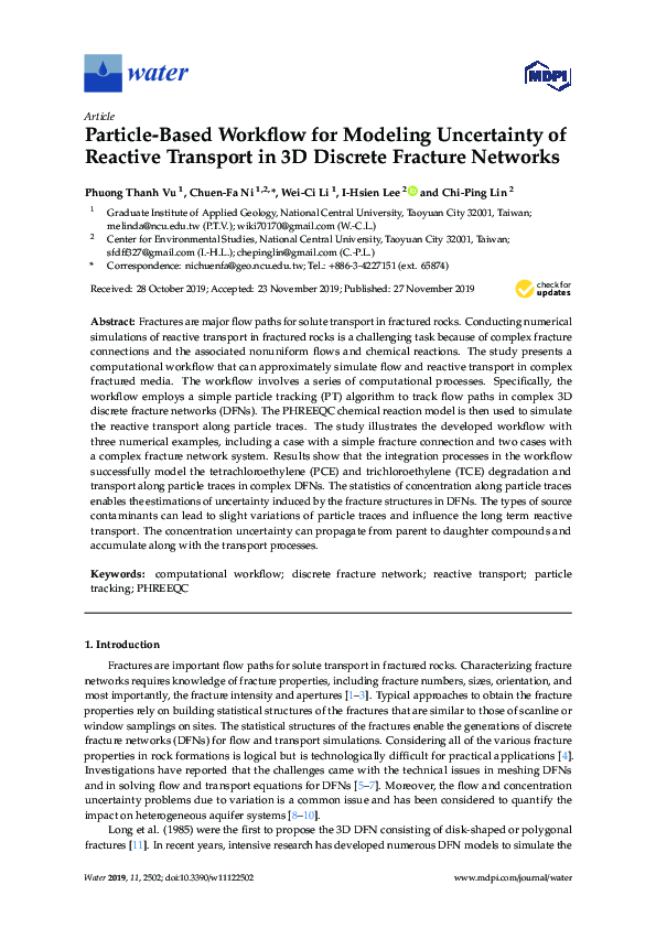 (PDF) Particle-Based Workflow for Modeling Uncertainty of Reactive Transport in 3D Discrete ...