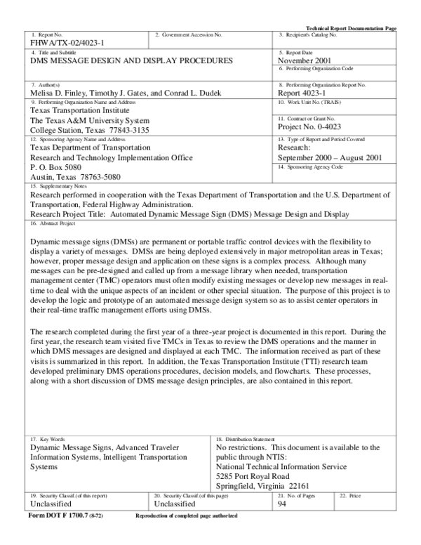 (PDF) DMS Message Design and Display Procedures