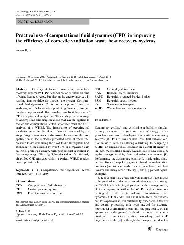 Pdf Optimizing Whrs Efficiency Using Simplified Cfd 7066