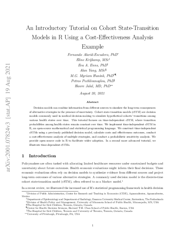 (PDF) An Introductory Tutorial on Cohort State-Transition Models in R ...