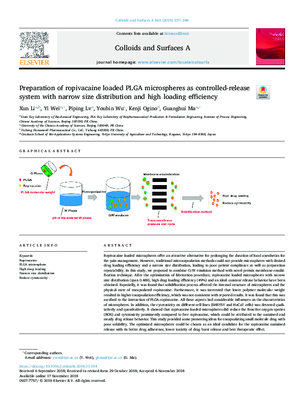 (PDF) Preparation of ropivacaine loaded PLGA microspheres as controlled ...