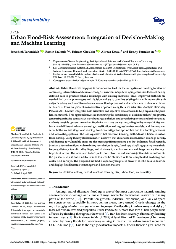(PDF) Urban Flood Risk Assessment: Integration of Decision Making and ...