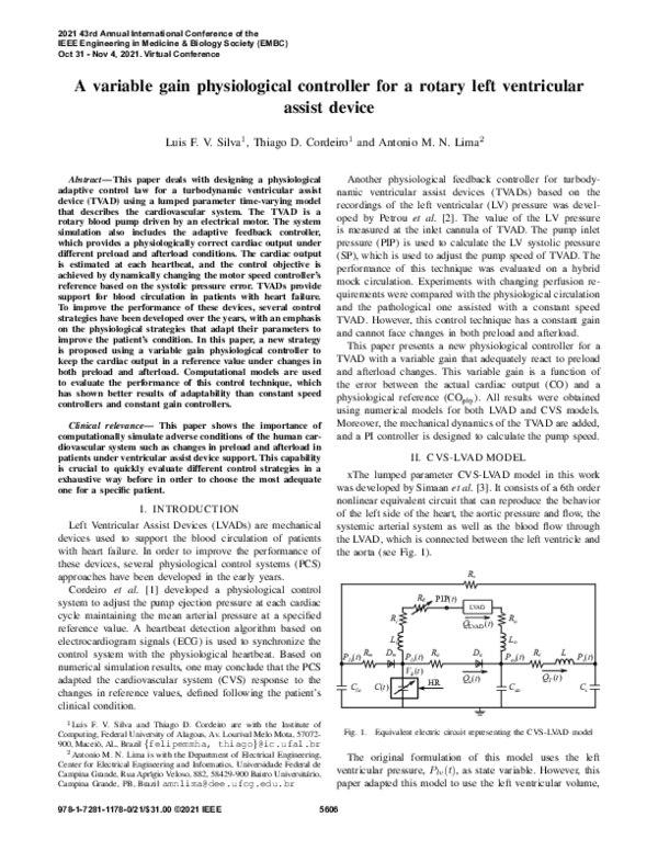 (PDF) A variable gain physiological controller for a rotary left ...