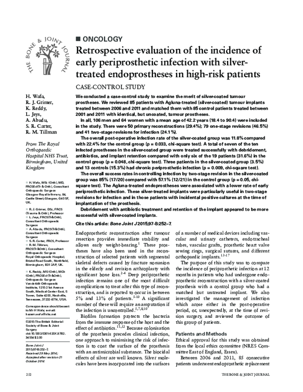 (PDF) Retrospective evaluation of the incidence of early periprosthetic ...