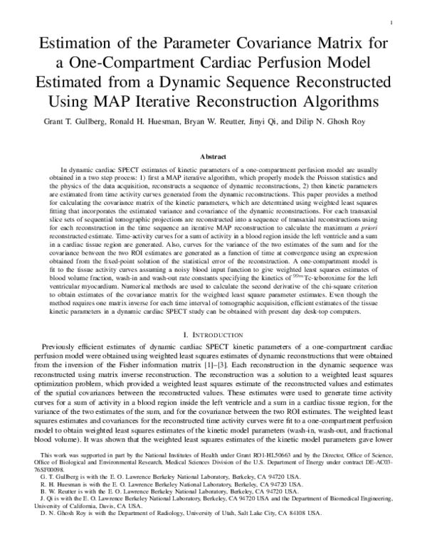 (PDF) Estimation of the parameter covariance matrix for aone ...